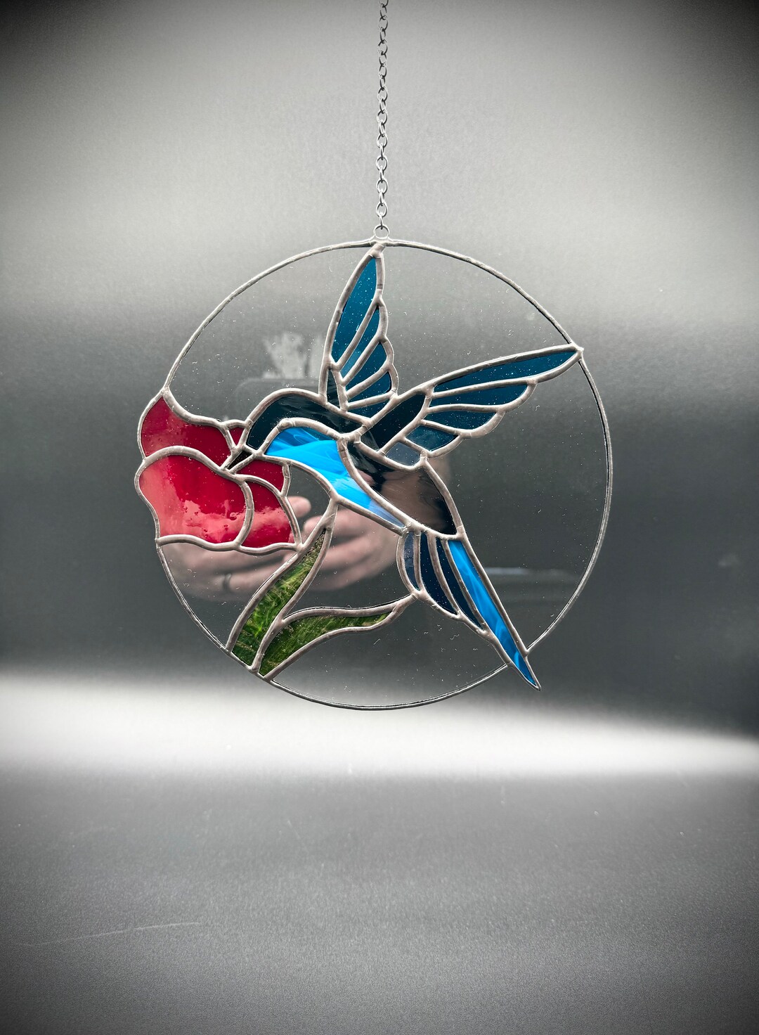 Stained Glass Hummingbird Homemade Stain Glass Blue Hummingbird ...