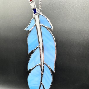 Stained Glass Blue Feather Stain Glass Beaded Eagle Feather Handmde by ...