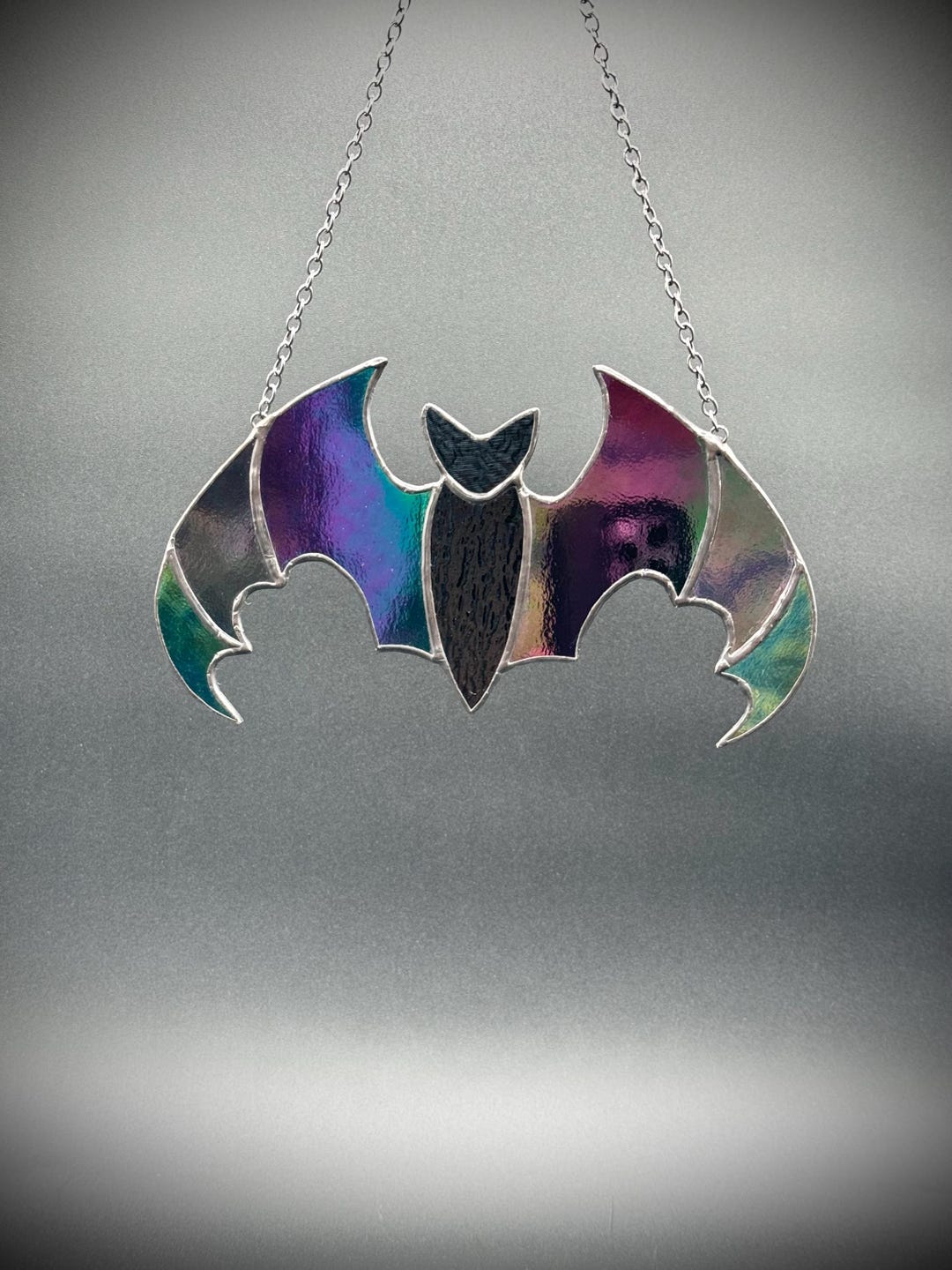 Iridescent Stained Glass Bat Suncatcher - Handmade Holiday Decor - Etsy