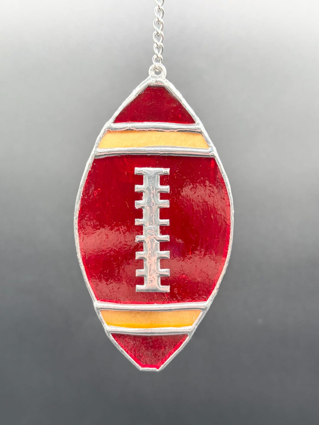 Stained Glass 49er Football Stain Glass Football Suncatcher Made by ...