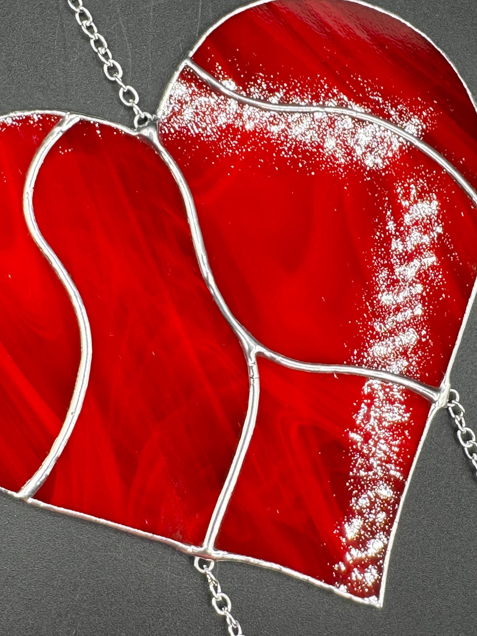 Handmade Red Stained Glass Heart Suncatcher - Etsy