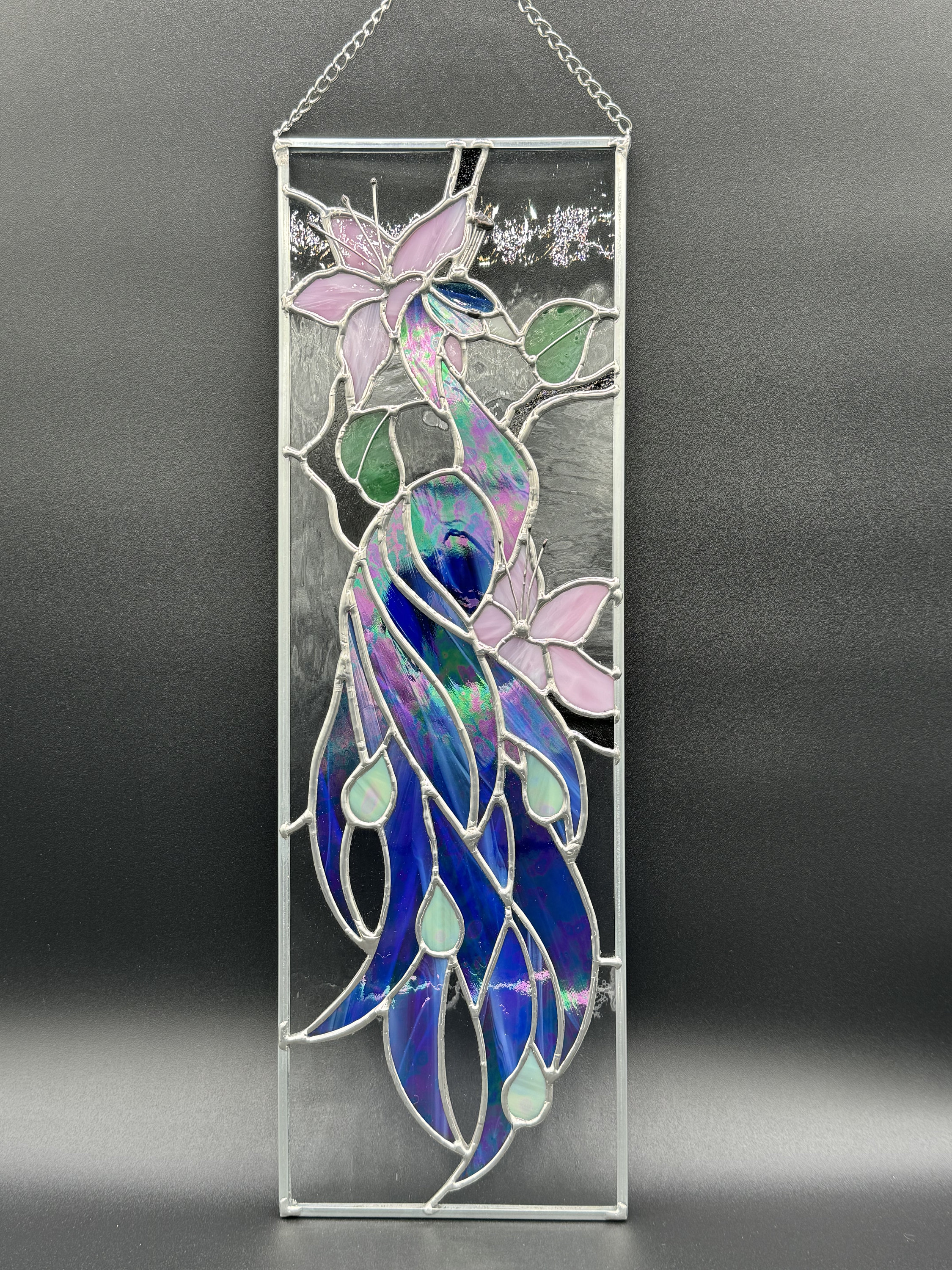 True Stained Glass Peacock Handmade Stain Glass Blue Peacock Made by ...