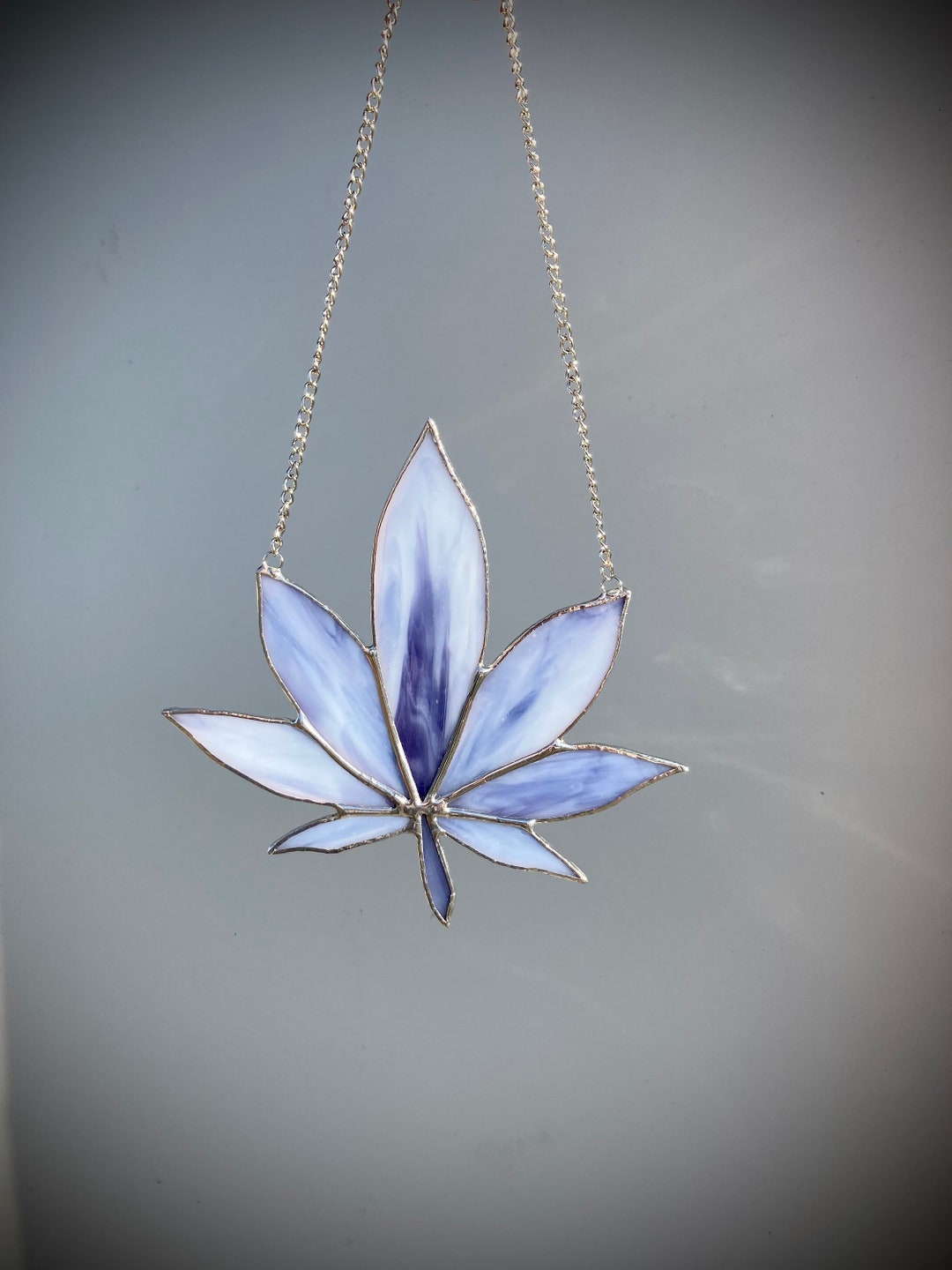 Stained Glass Marijuana Leaf Suncatcher Handmade Stain Glass - Etsy
