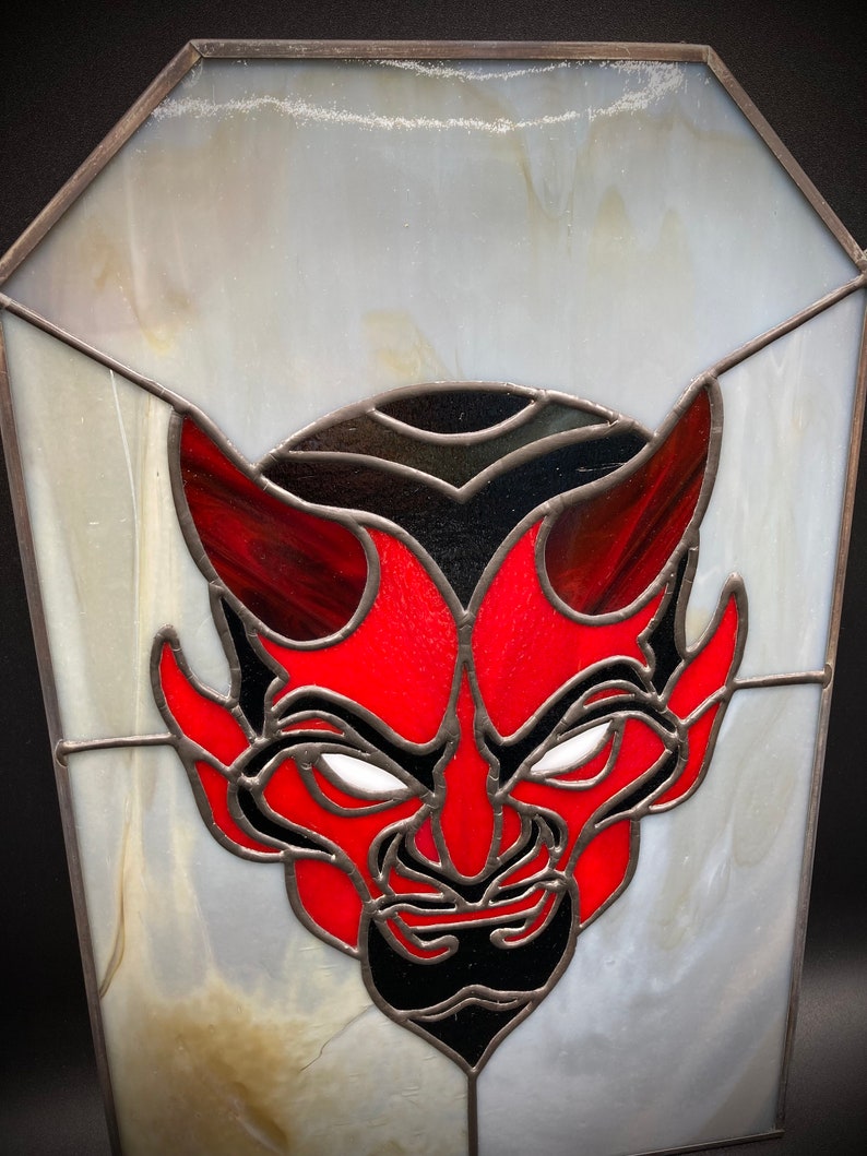 Handmade Stained Glass Devil Homemade Stain Glass Halloween Seasonal ...