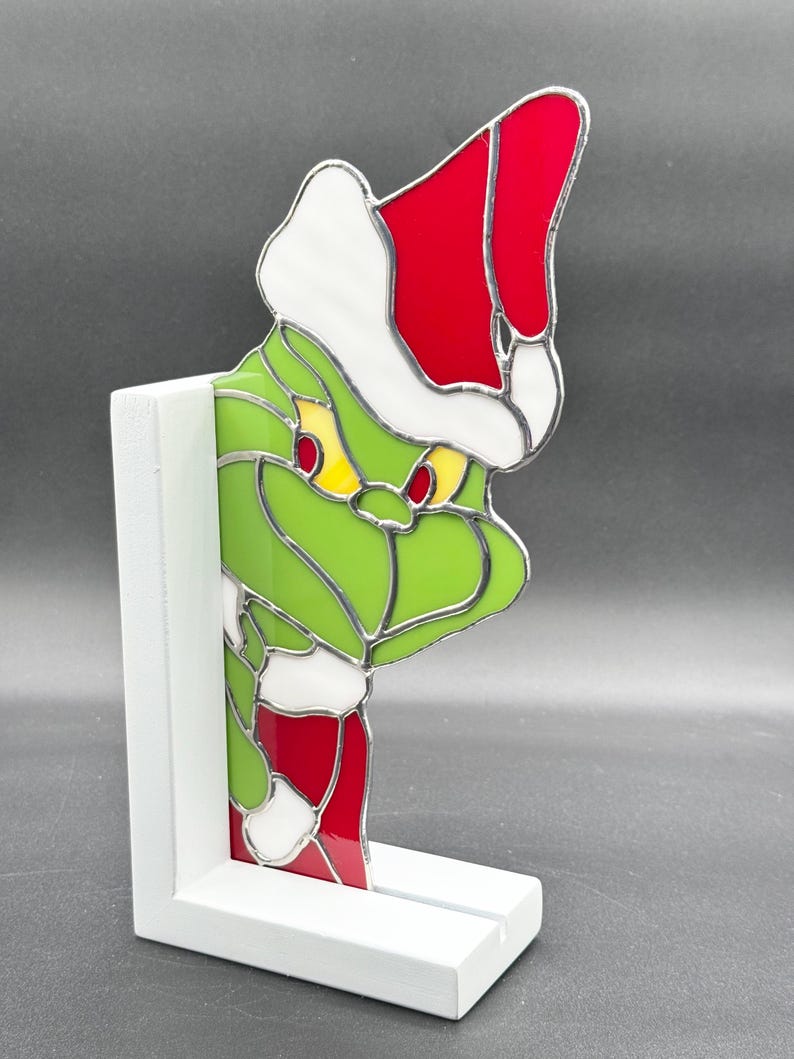 Handmade Stained Glass Grinch Peeking Grinch Christmas Holiday Decor - Etsy