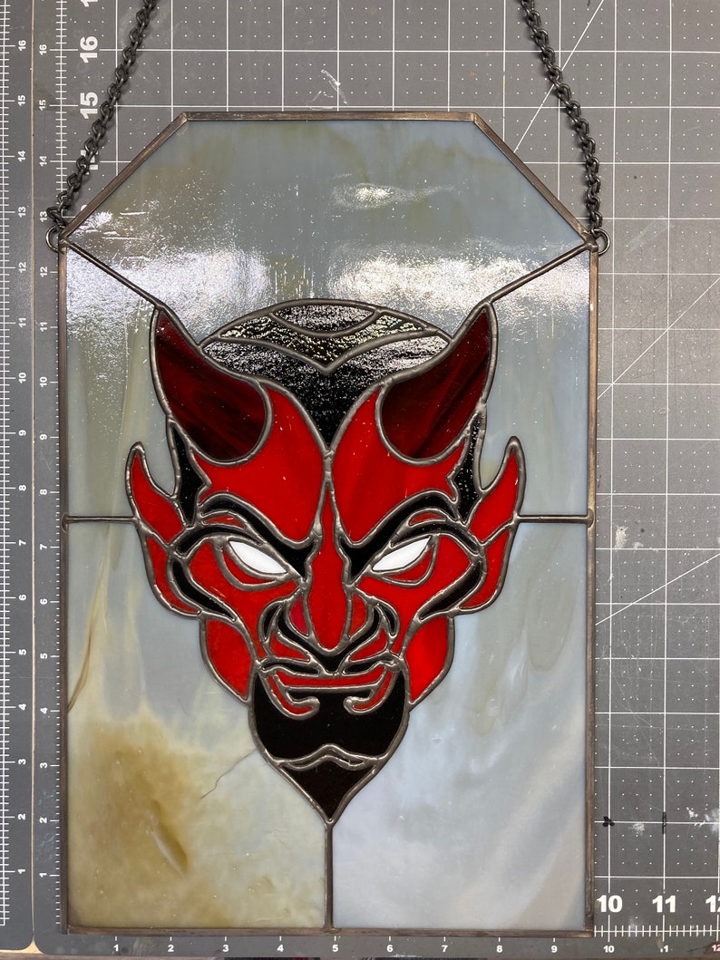 Handmade Stained Glass Devil Homemade Stain Glass Halloween Seasonal ...