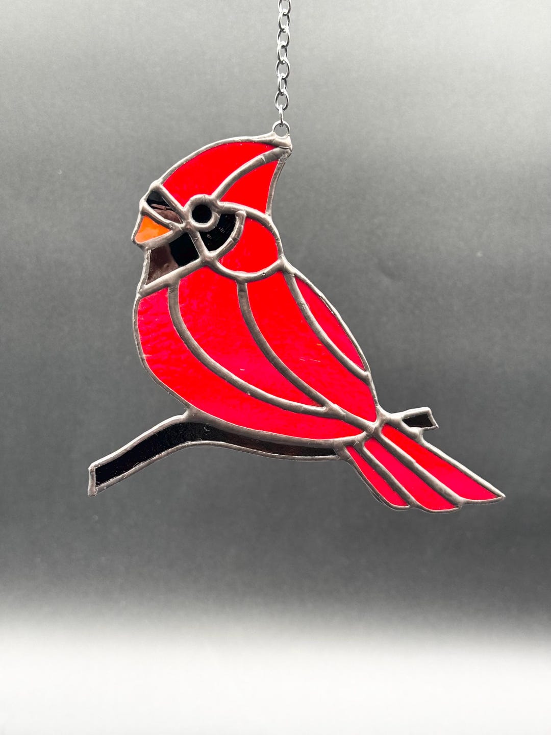True Stained Glass Cardinal Homemade Stain Glass Red Cardinal Handmade ...