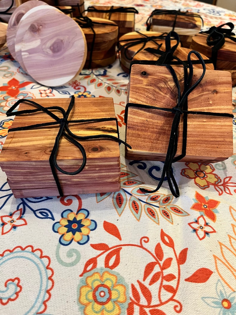 Rustic Eastern Red Cedar Coasters, Set of 4 - Etsy