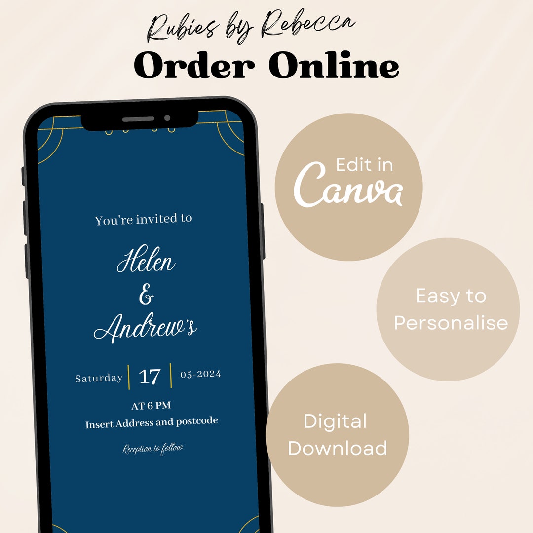 Digital Wedding Invite Editable Electronic Template Invite - Etsy