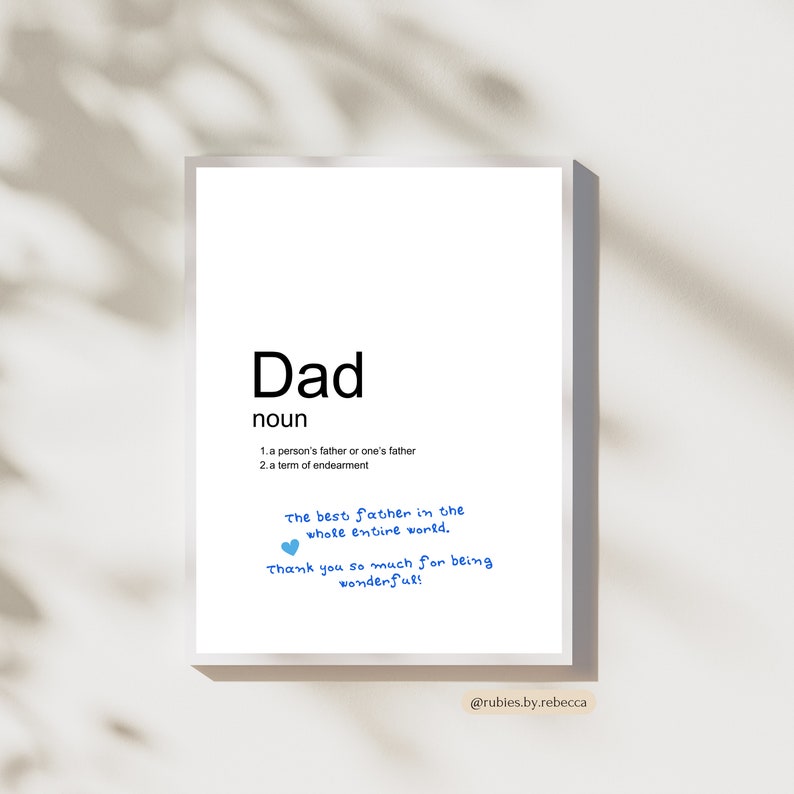 Personalised A4 Father's Day Print Custom Wall Art Gift for Dad Unique ...