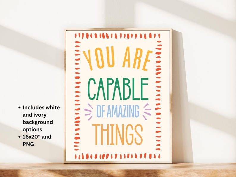 Classroom Wall Art, You Are Capable of Amazing Things Printable Poster ...