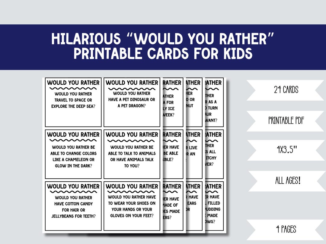 Would You Rather Game Cards for Kids, School Class Activities, Social ...