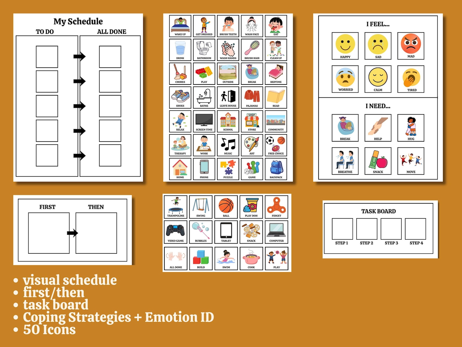 Complete Autism Visual Supports Bundle for Home School Schedule Strips ...