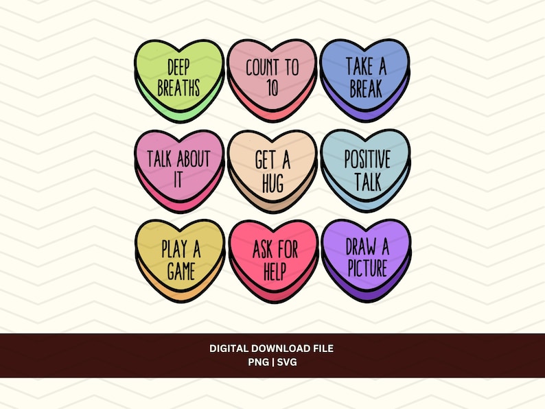 Candy Hearts Coping Strategies Png Svg File, Aba Therapy Design, Rbt ...