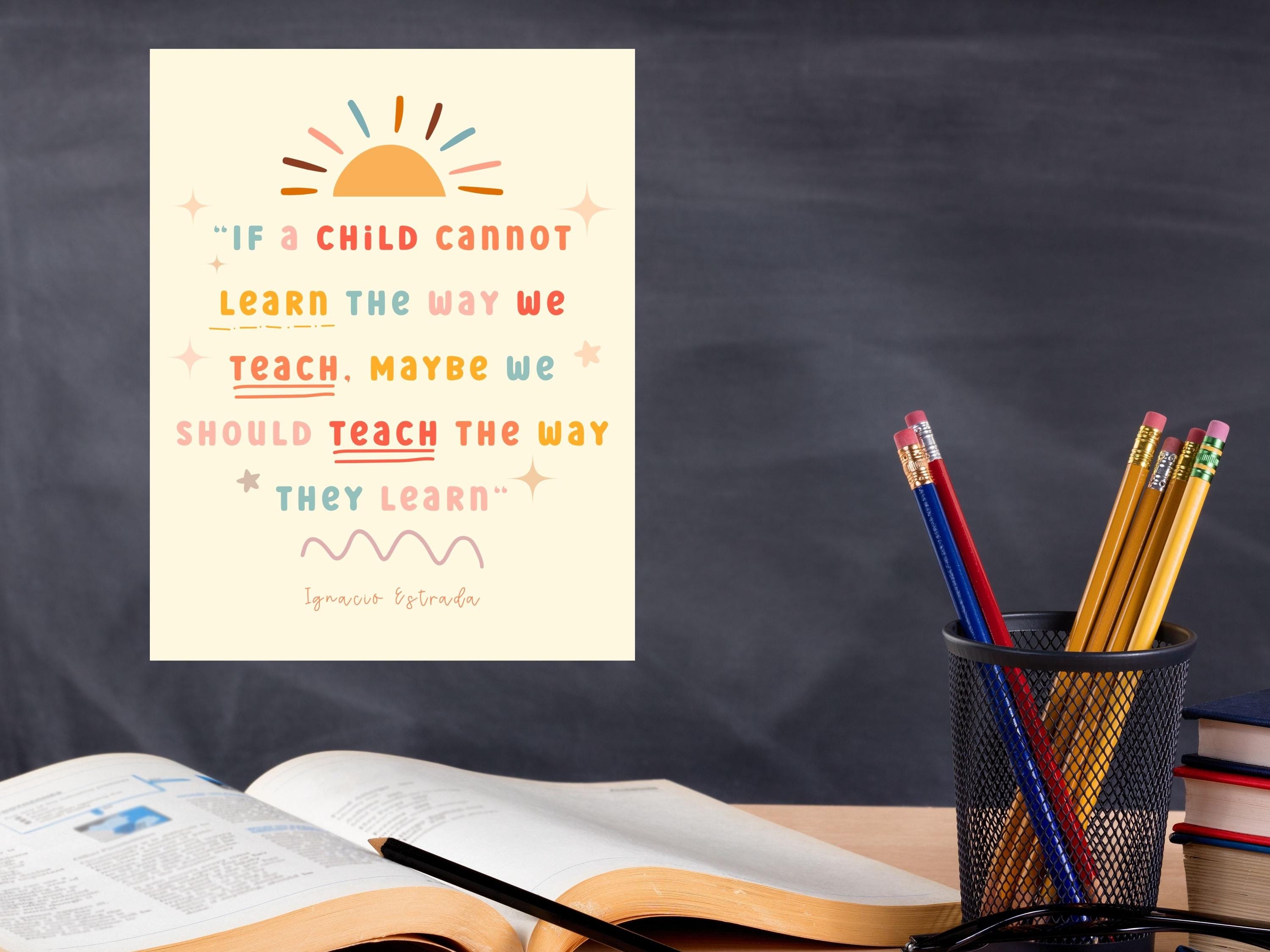 Boho Classroom Wall Art Printable | “teach the Way They Learn” Quote ...