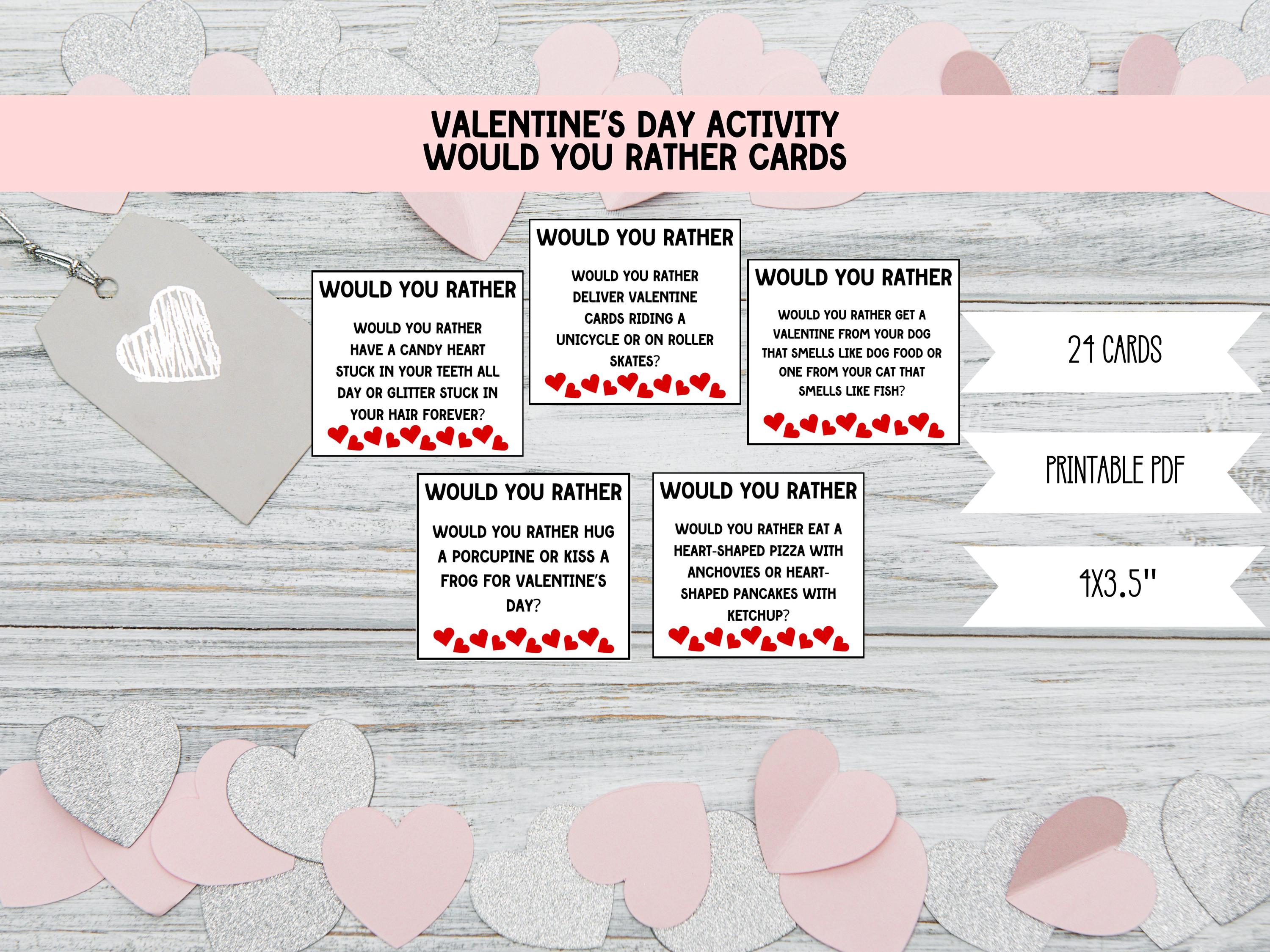 Valentine's Day Would You Rather Game Cards for Kids, Class Vday ...