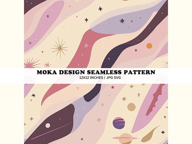 Soft Pastel Outer Space Seamless Pattern Jpg Svg File, Space Pattern ...