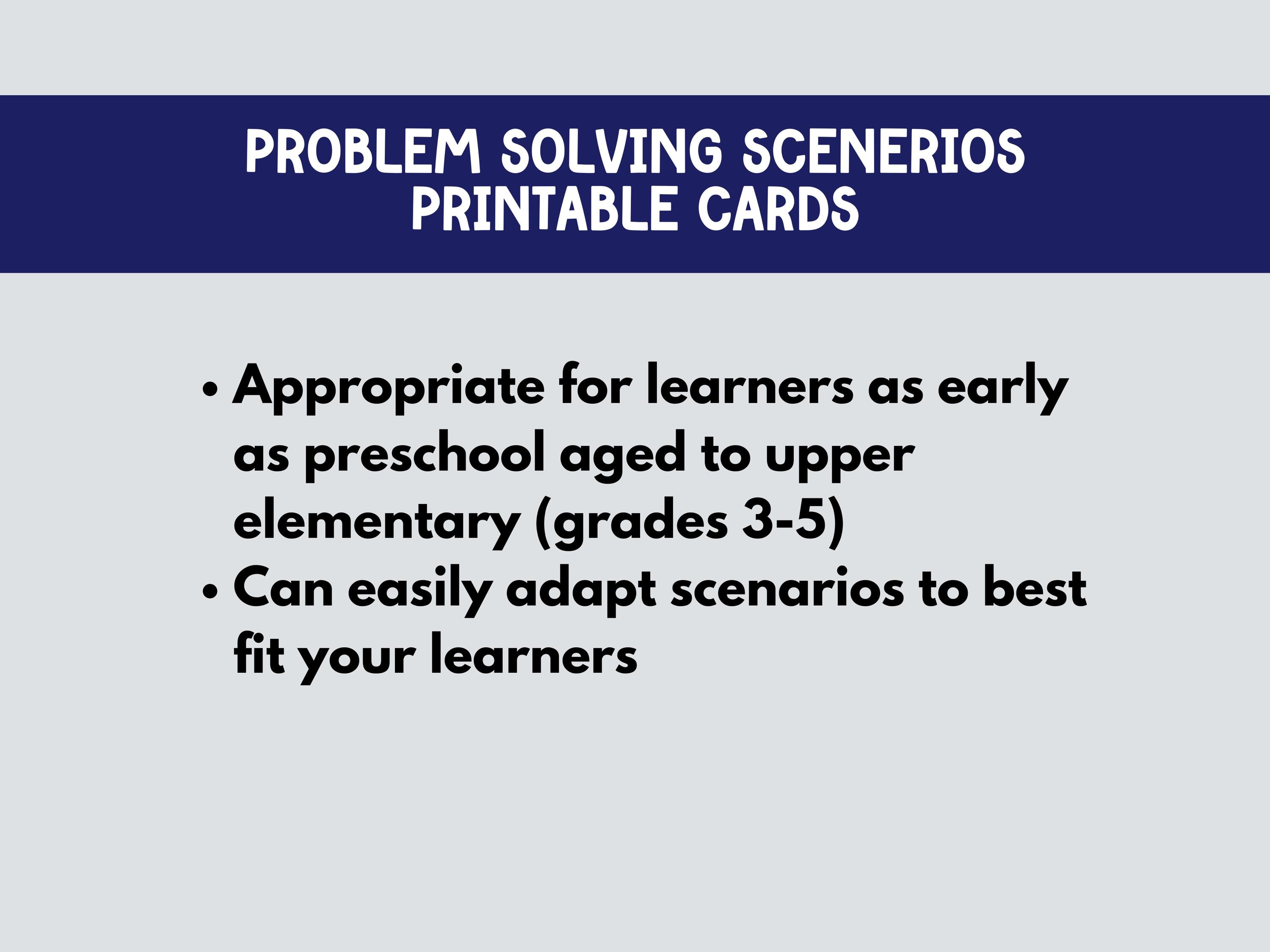 Everyday and Social Problem Solving Scenario Cards for Kids, Problem ...
