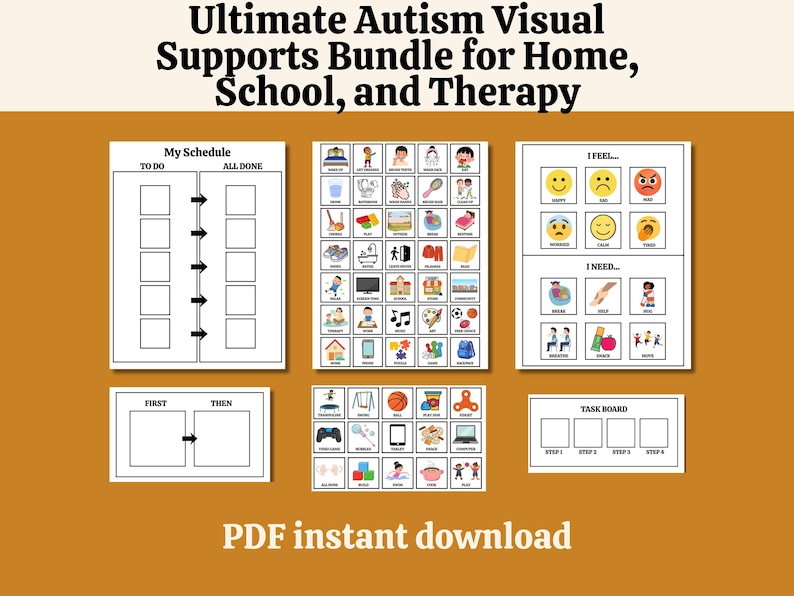 Complete Autism Visual Supports Bundle for Home School Schedule Strips ...