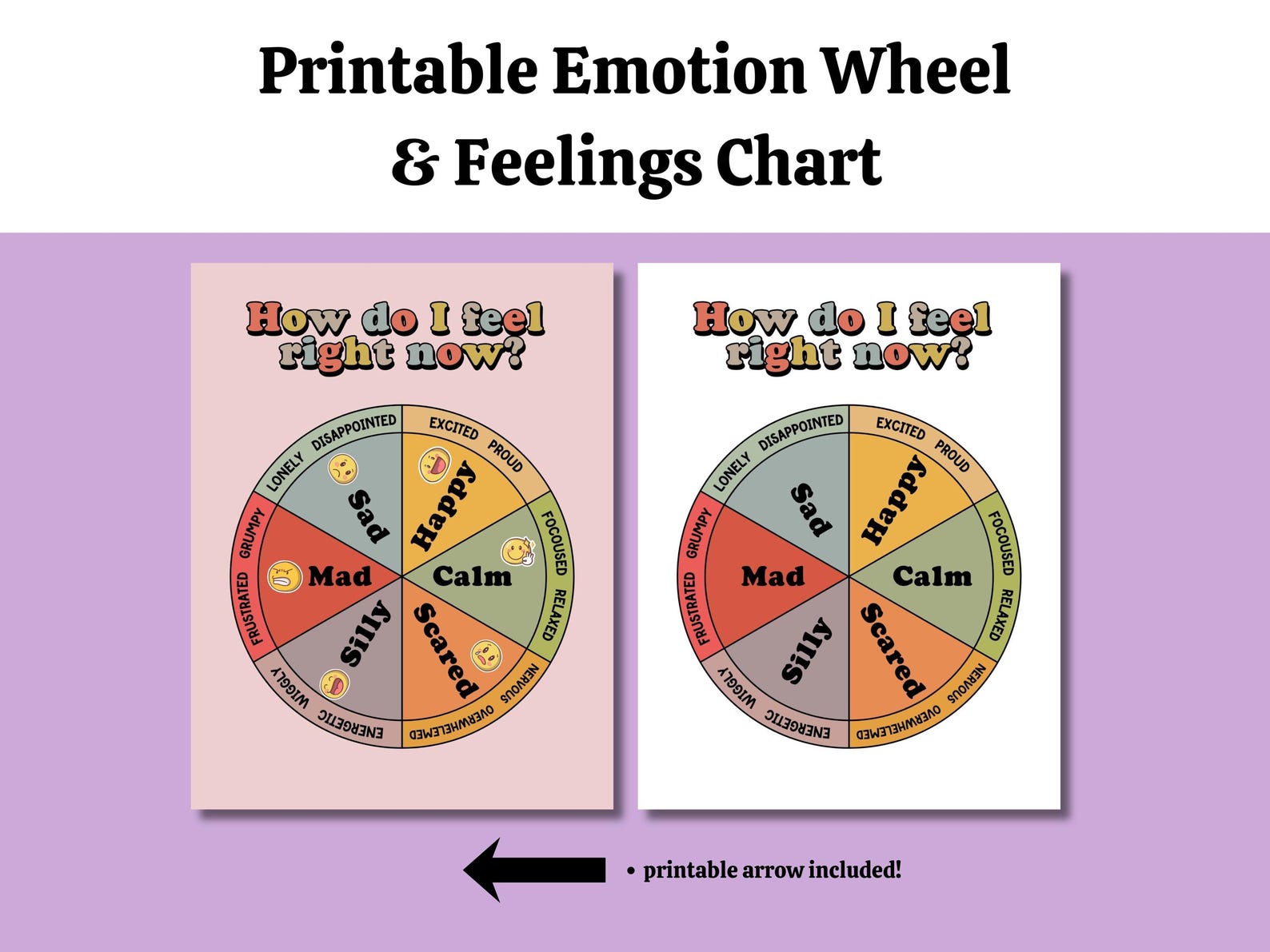 Printable Emotion Wheel & Feelings Chart | Social Emotional Learning ...