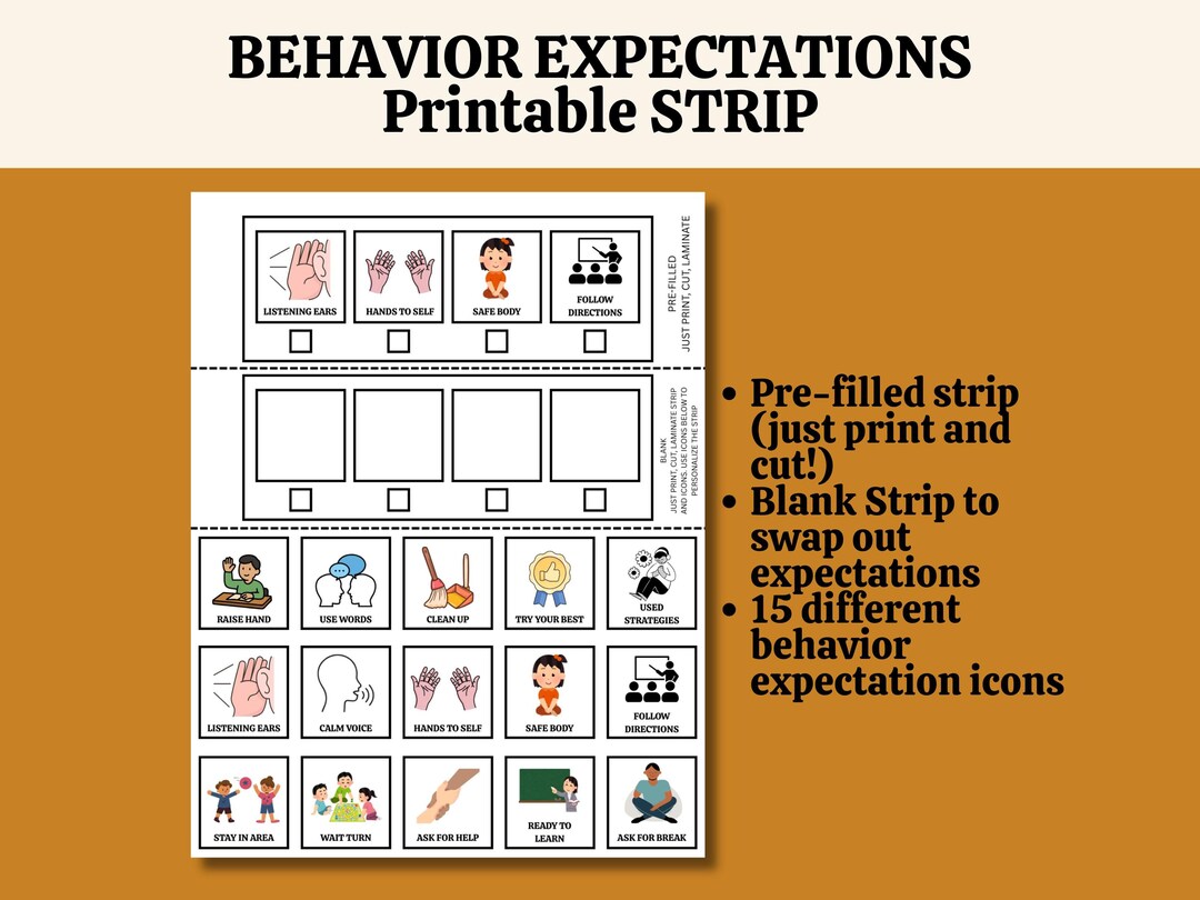 Behavior Expectations Visual Strip – Autism Special Education Visual ...