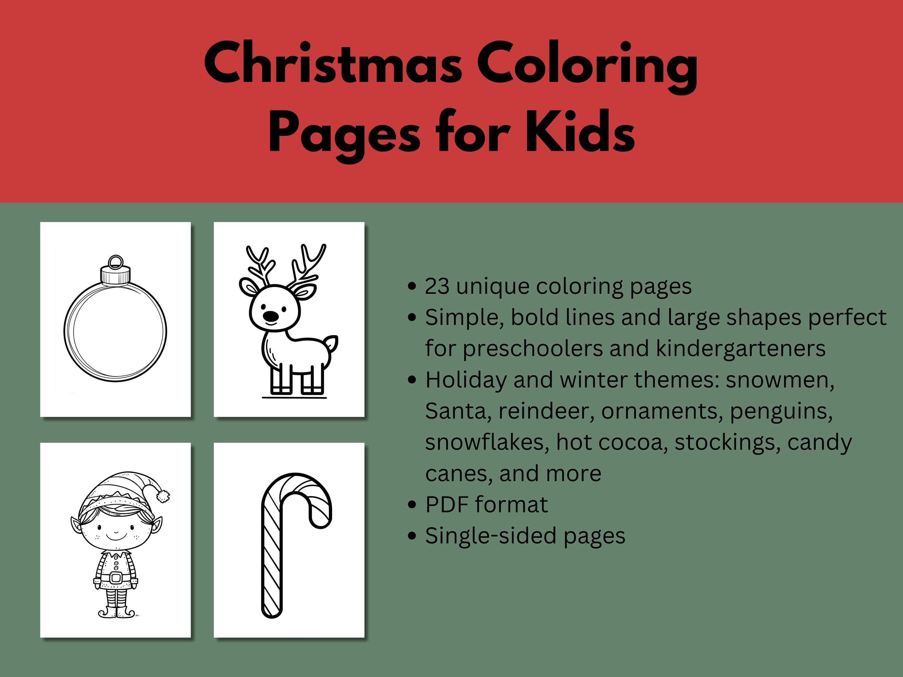 Simple Christmas Coloring Pages for Kids – 23 Preschool & Kindergarten ...