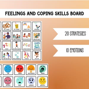 Feelings and Coping Skills Card for Kids, Emotional Regulation Visual ...