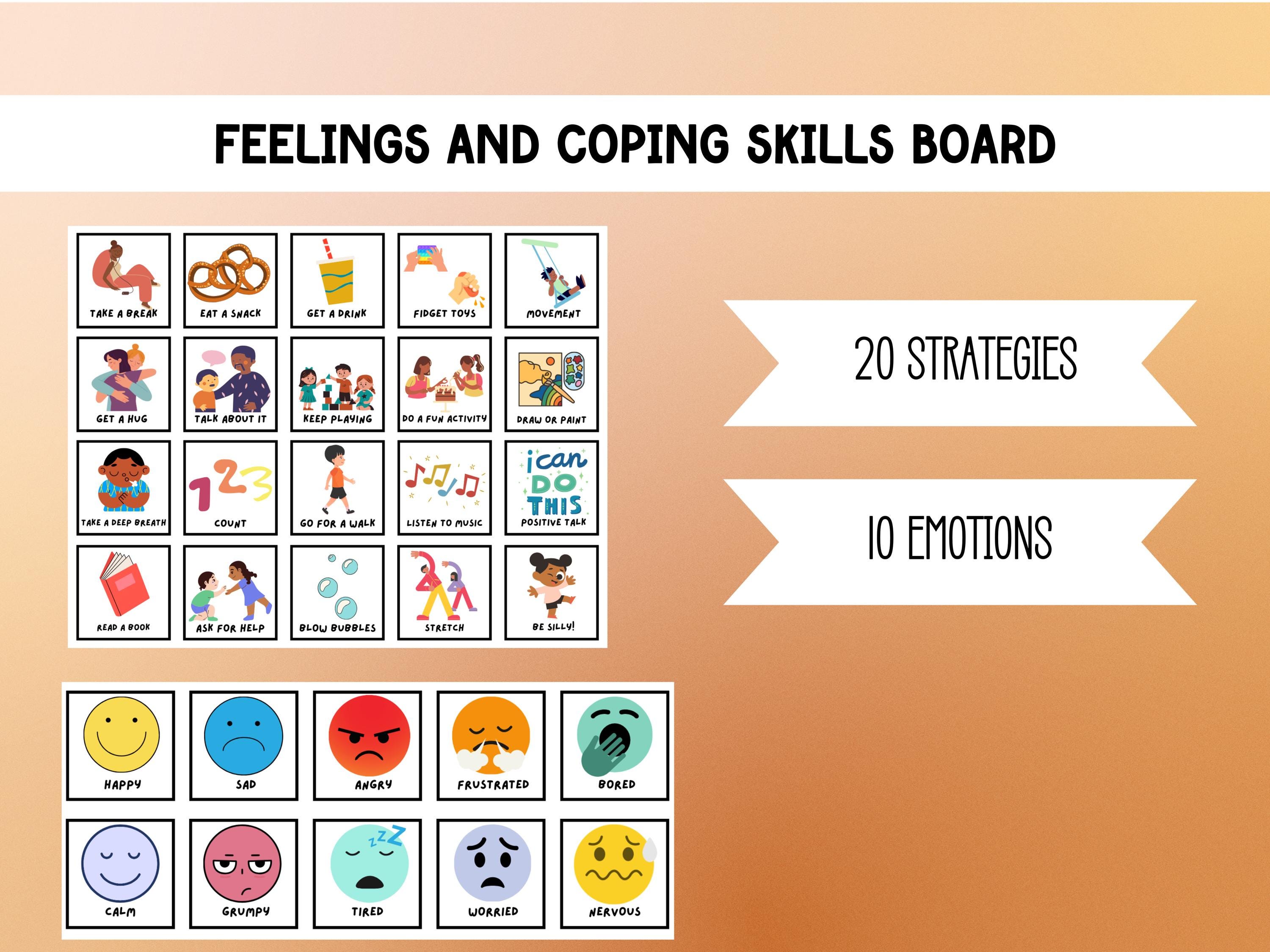 Feelings and Coping Skills Card for Kids, Emotional Regulation Visual ...