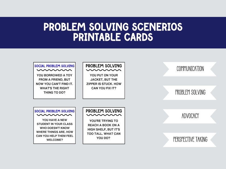 Everyday Problem Solving Scenario Cards for Kids, Social Skills ...