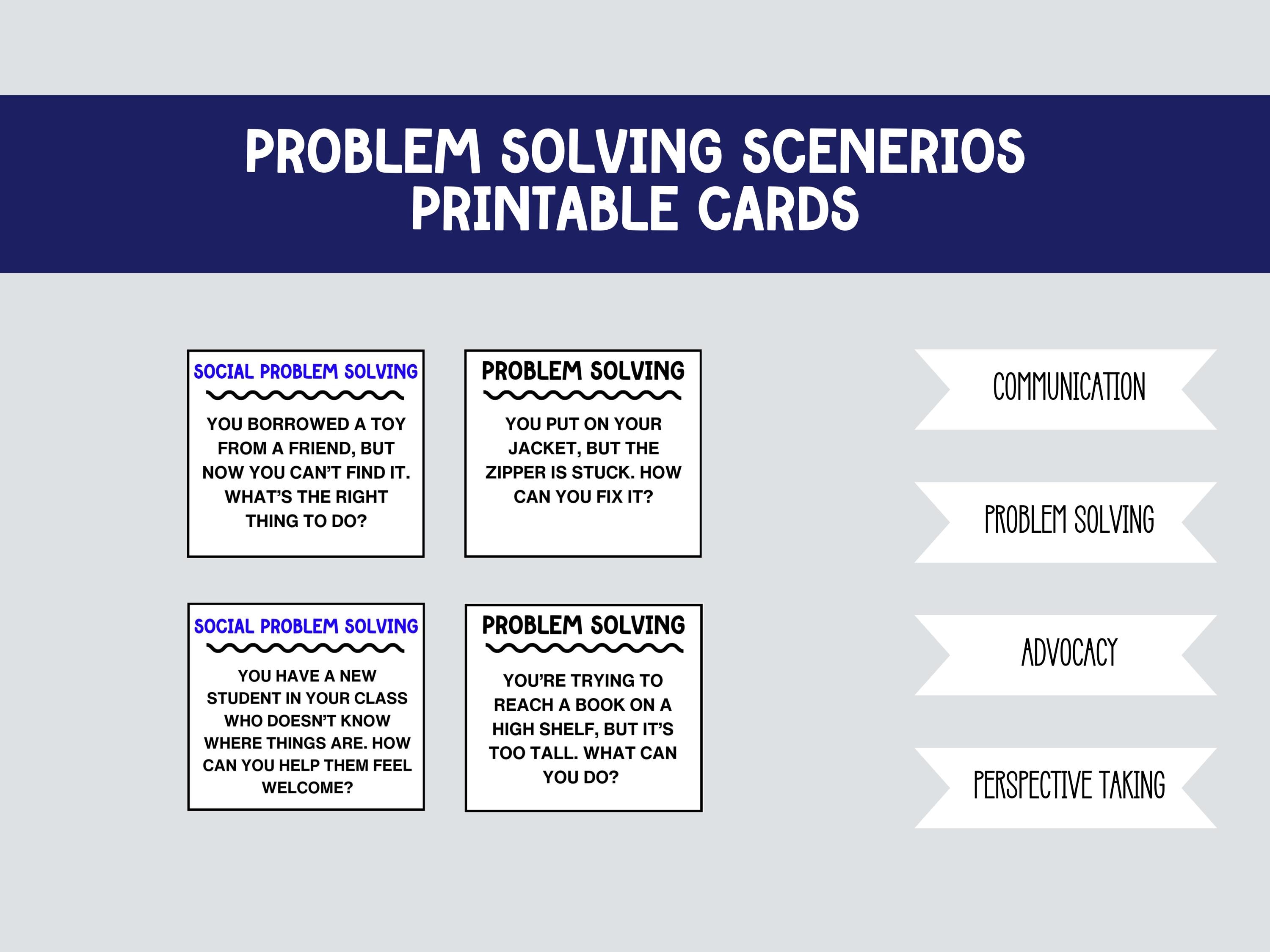 Everyday Problem Solving Scenario Cards for Kids, Social Skills ...
