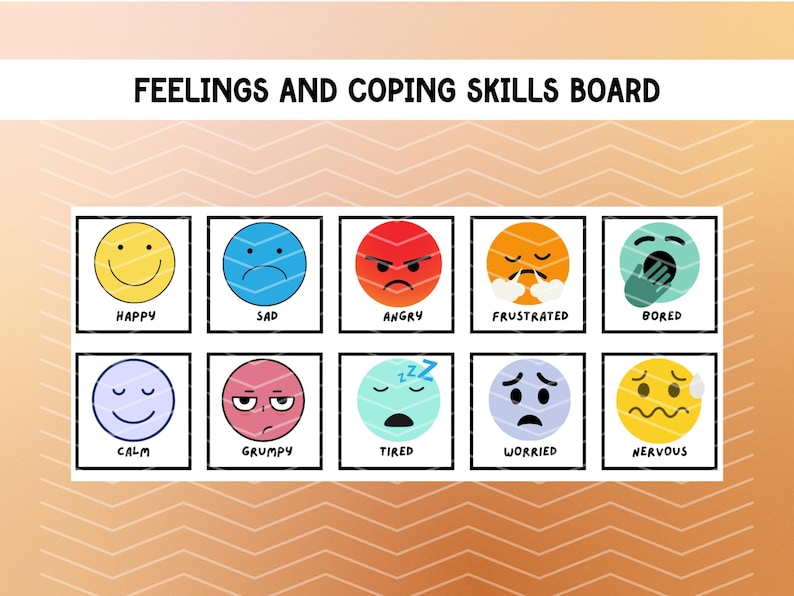 Feelings and Coping Skills Card for Kids, Emotional Regulation Visual ...