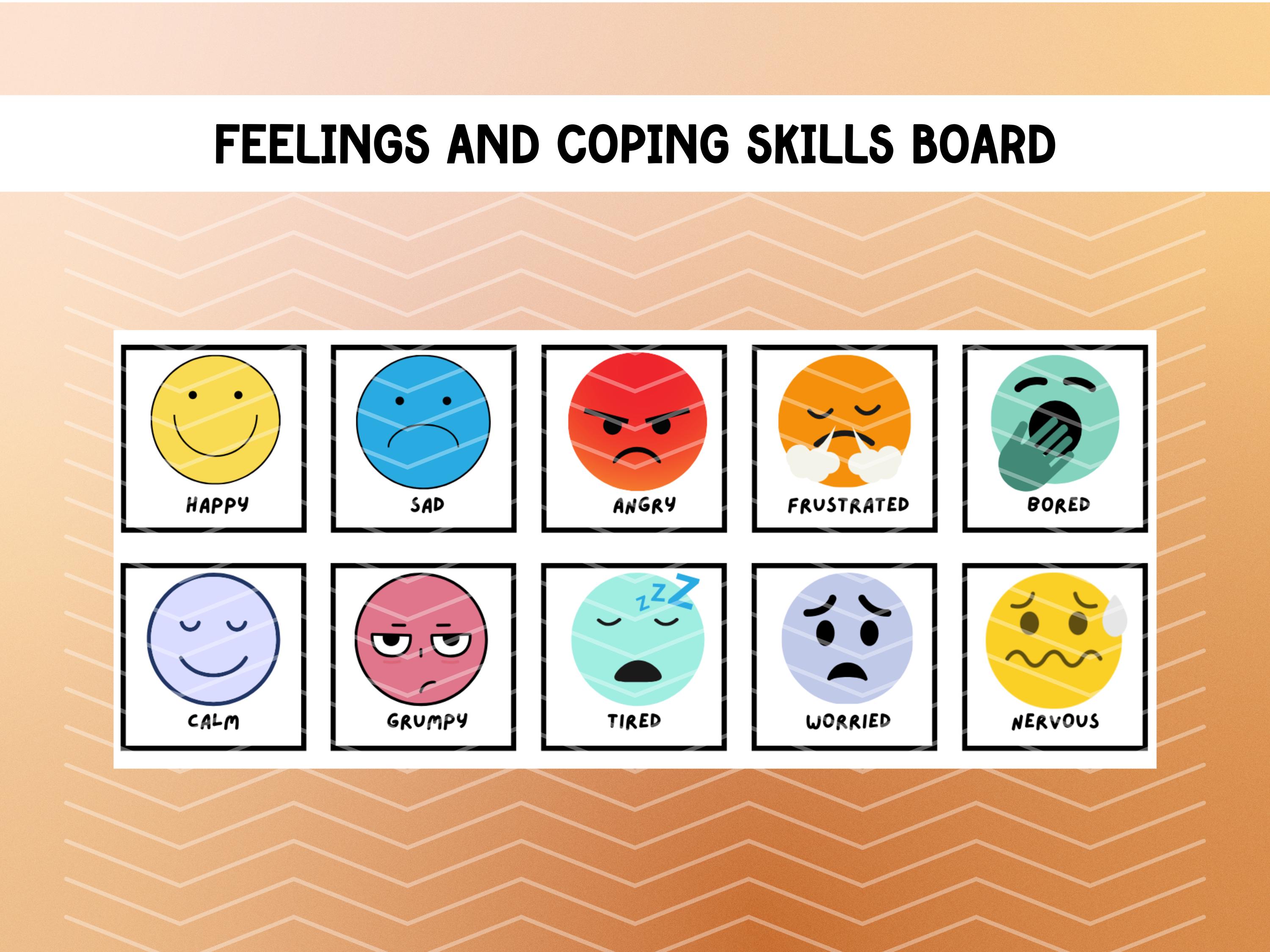 Feelings and Coping Skills Card for Kids, Emotional Regulation Visual ...