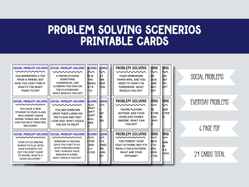 Everyday and Social Problem Solving Scenario Cards for Kids, Problem ...