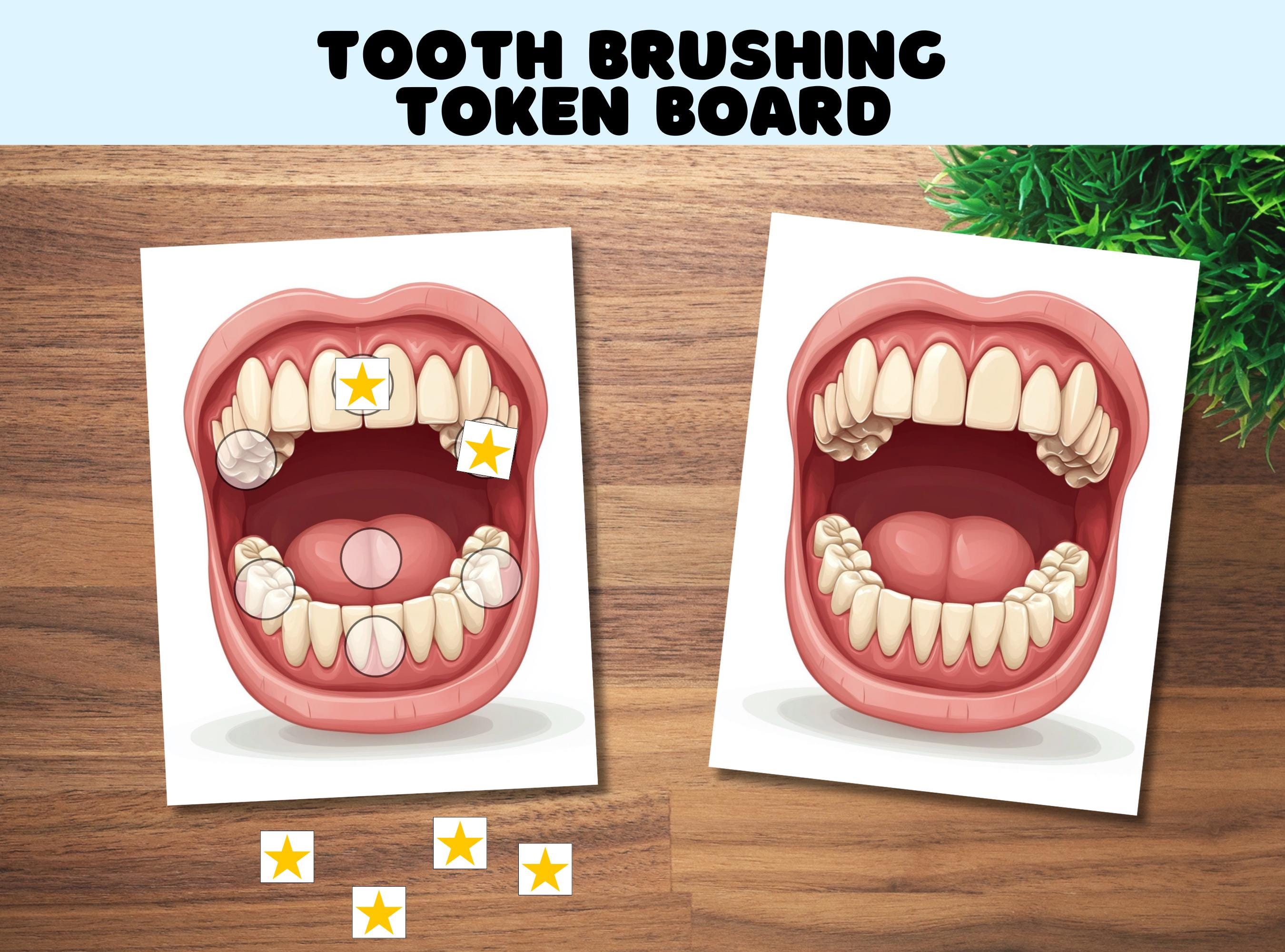 Tooth Brushing Mouth Token Board, Teeth Brushing Visual, Teach ...