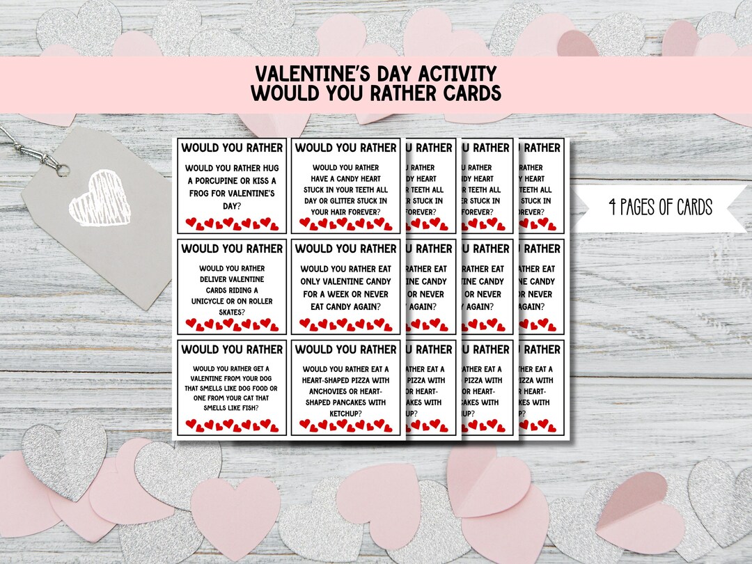 Valentine's Day Would You Rather Game Cards for Kids, Class Vday ...