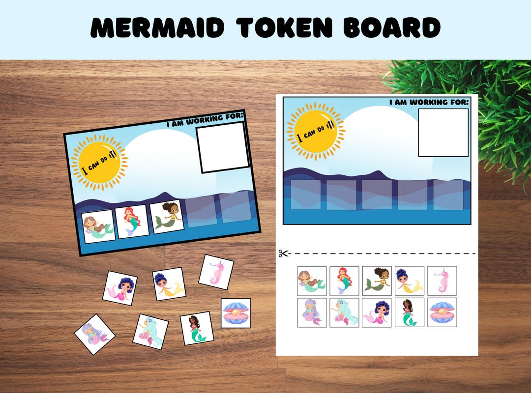 Mermaid Themed Token Board, Ocean Token Economy, Sea Shells Kids Reward ...