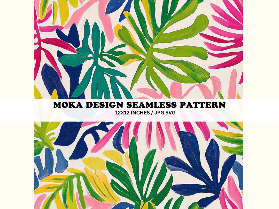 Tropical Plants Seamless Pattern, Pink and Green Floral Design (digital ...