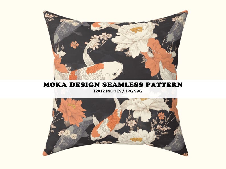 Koi Fish Japanese Style Art Seamless Pattern Jpg Svg File, Vintage ...