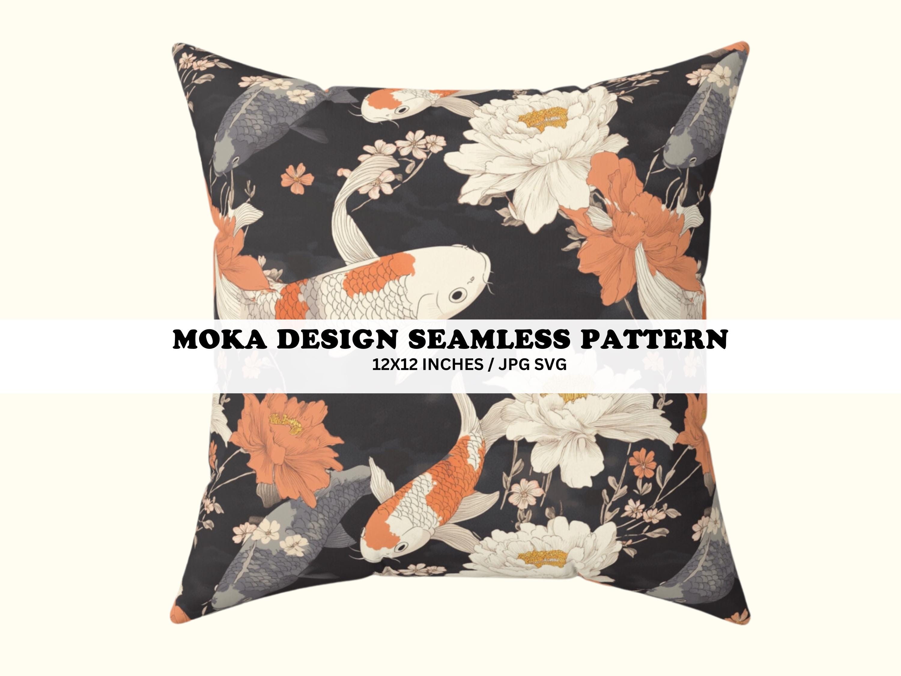 Koi Fish Japanese Style Art Seamless Pattern Jpg Svg File, Vintage ...