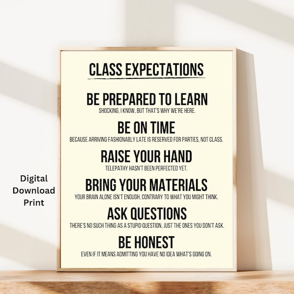 Classroom Expectations Posters - Etsy