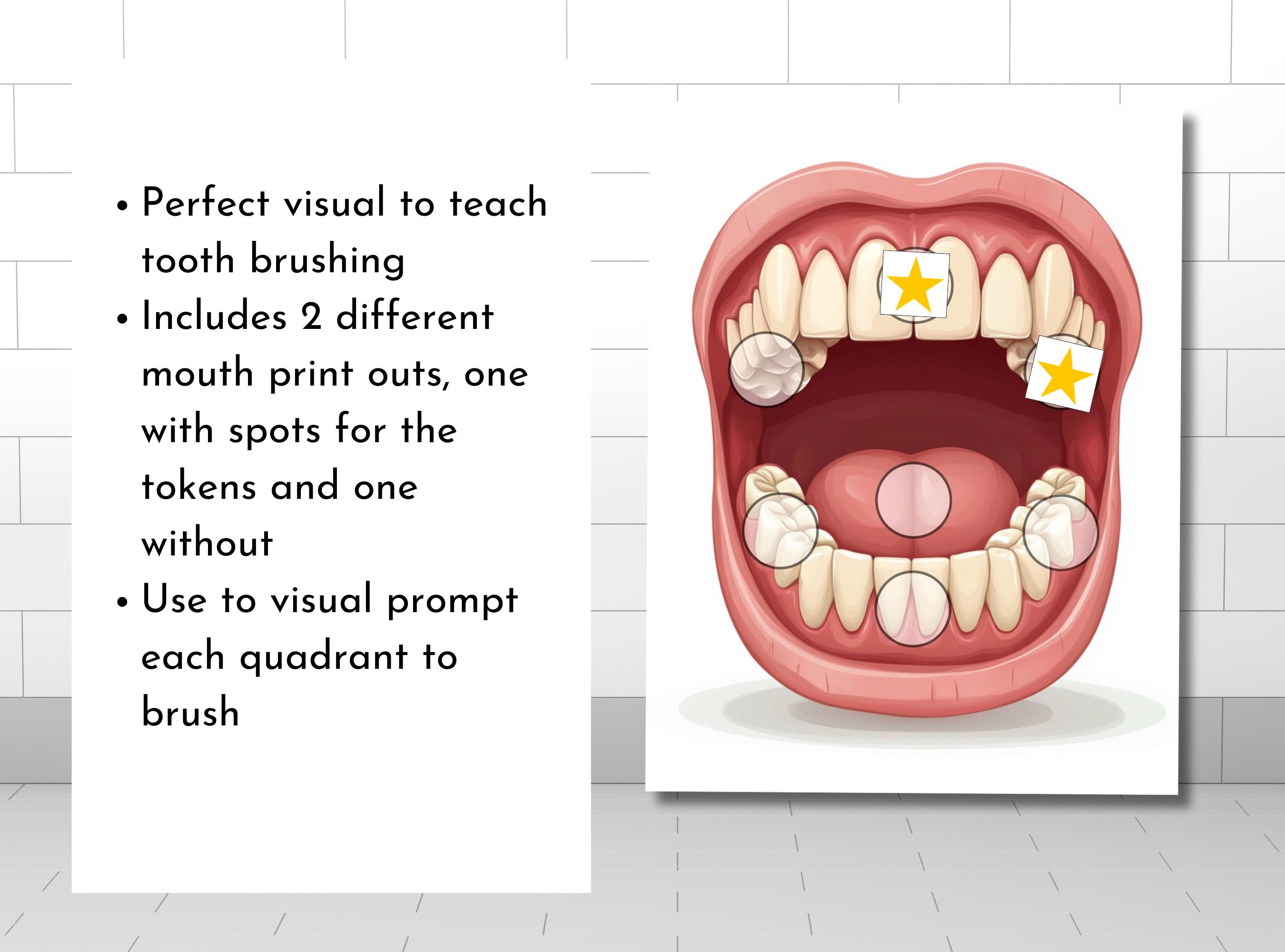 Tooth Brushing Mouth Token Board, Teeth Brushing Visual, Teach ...