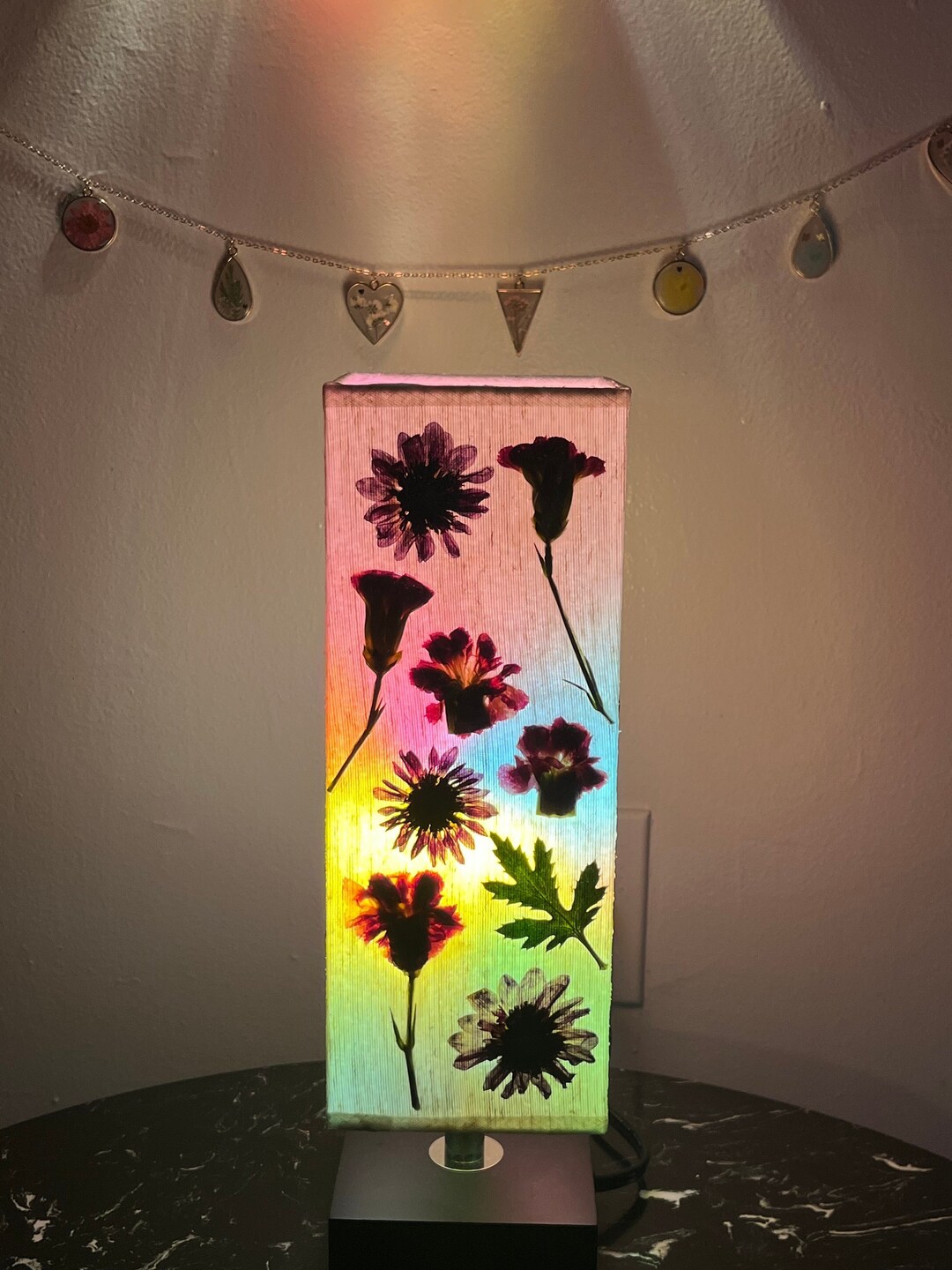 Custom Pressed Flower Bedside Lamp - REAL Pressed Flowers - Flower Lamp ...