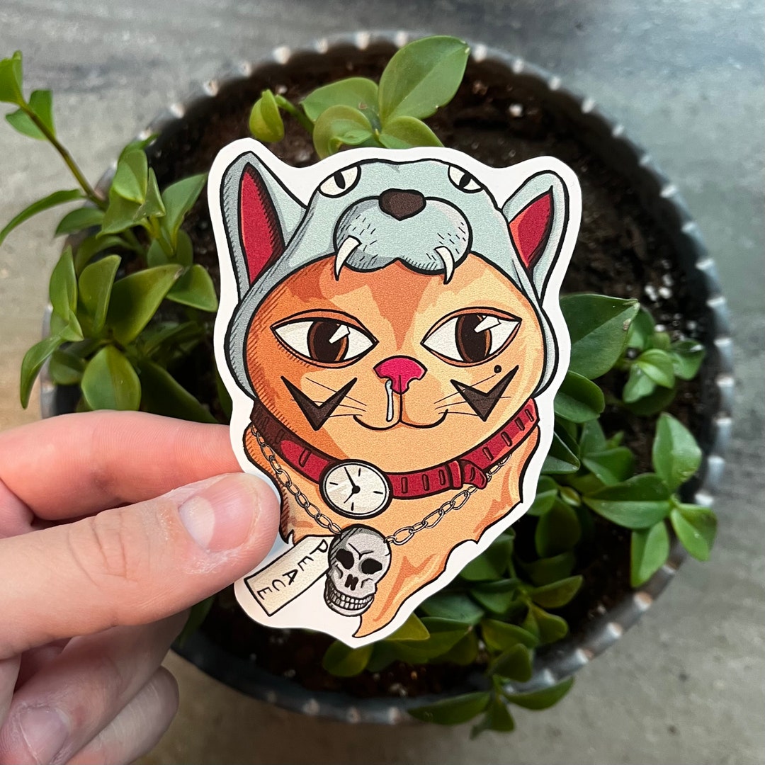 Peace Cat Sticker: Durable + Weatherproof - Etsy