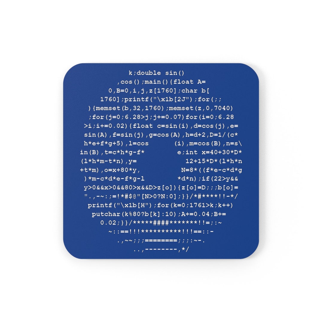 C Code Donut Coasters: High-gloss Cork Back - 4pc Set - Etsy