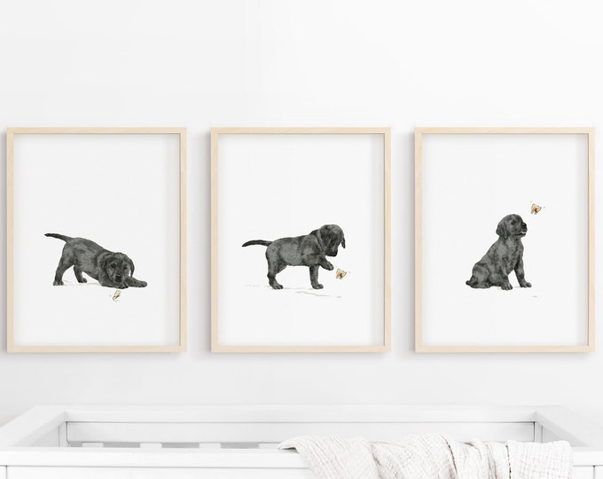 Black Labrador Print, Puppy Nursery Art, Dog Nursery Wall Art, Kid Room ...