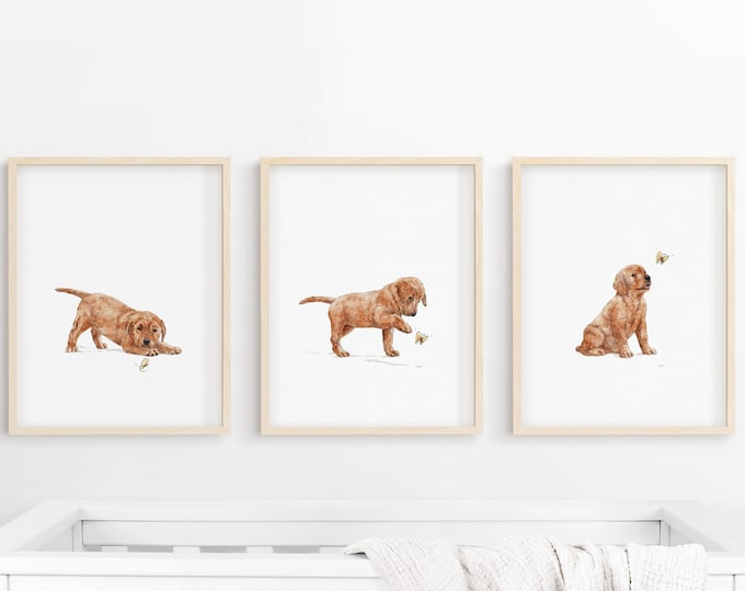 Red Fox Lab Print, Fox Red Labrador Puppy Nursery Art, Dog Nursery Wall ...
