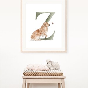 Custom Dog Portrait Painting, Initial Name Print, Dog Art for Nursery ...