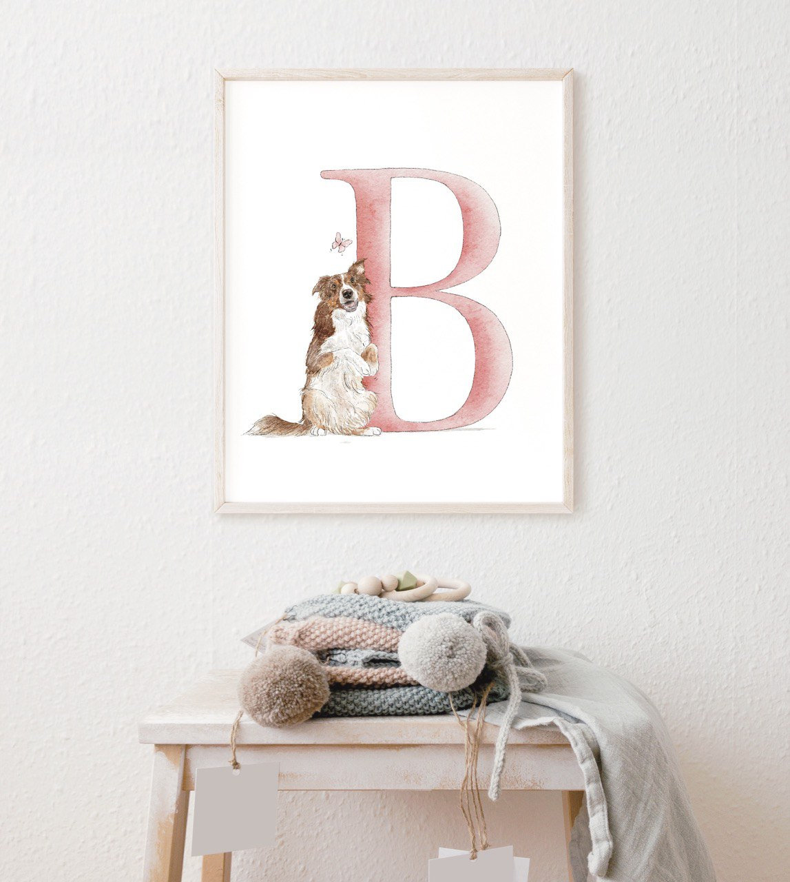 Custom Dog Portrait Painting, Initial Name Print, Dog Art for Nursery ...