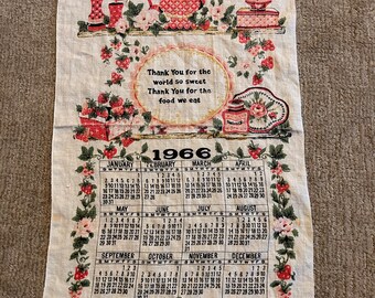 Vintage 1966 / Country House & Friend Verse Calendar Tea Towel ...