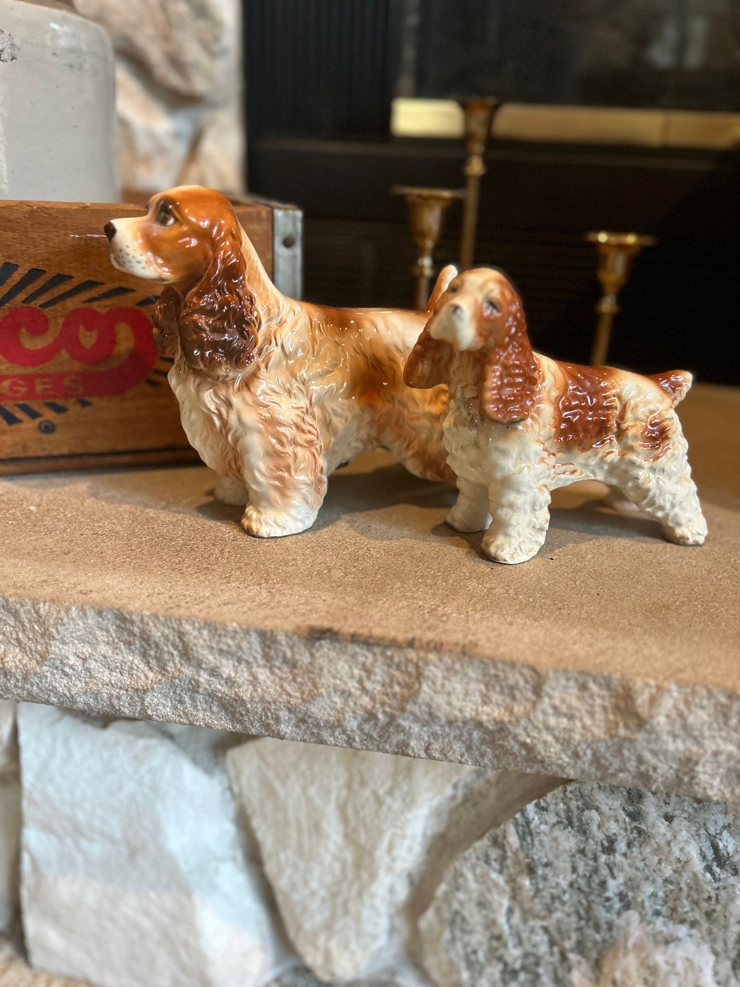 Two Vintage Cocker Spaniel Dog Figurines in Pristine Condition: Large ...